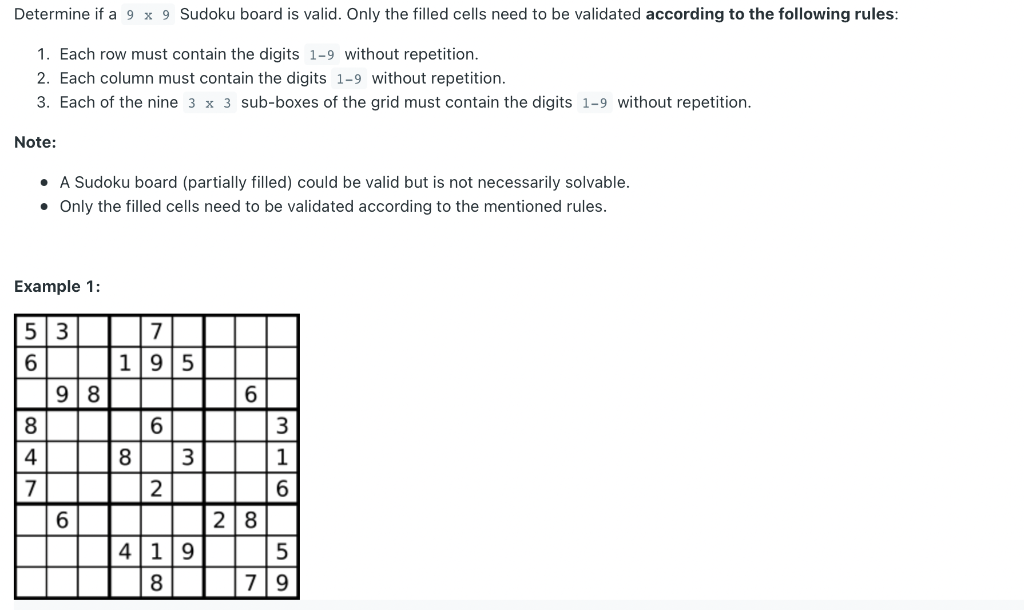 Solved Determine if a 9 x 9 Sudoku board is valid. Only the | Chegg.com