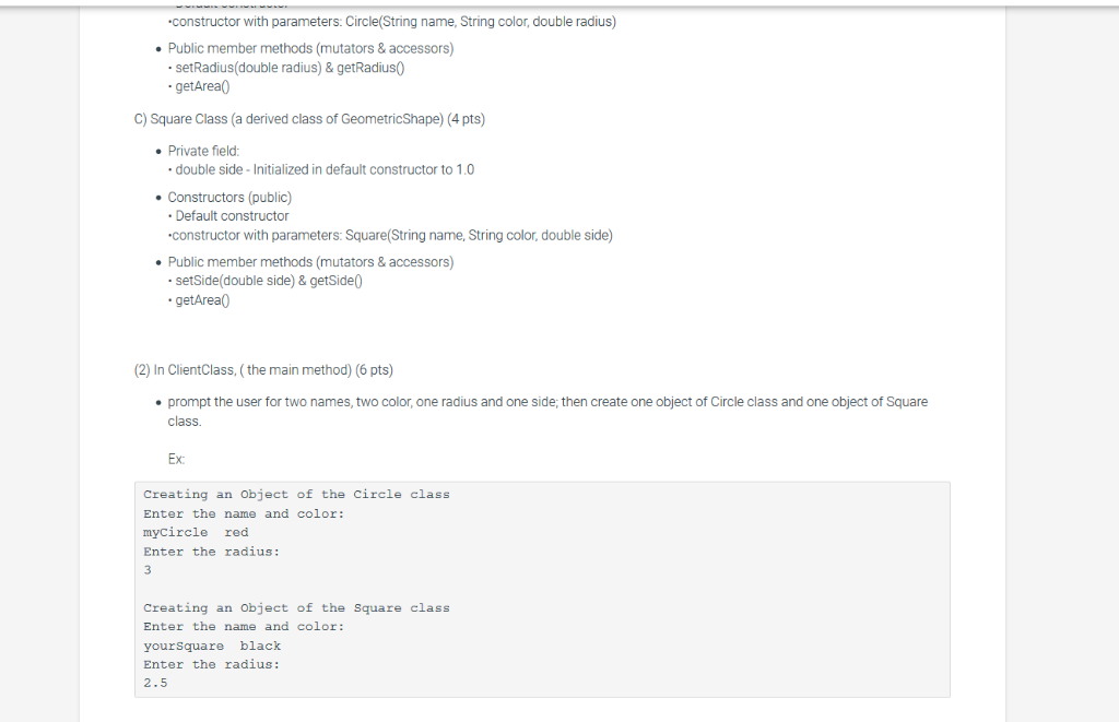 Solved 14.11 Prog 11 Inheritance Geometric Shapes Create | Chegg.com