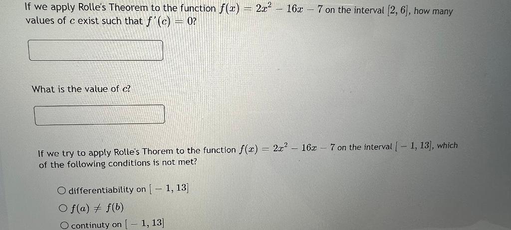Solved If we apply Rolle's Theorem to the function | Chegg.com