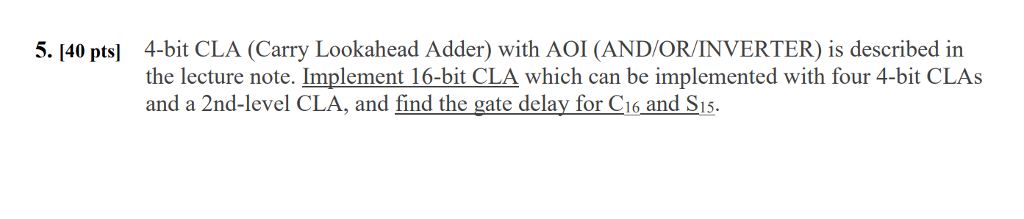 Solved 4-bit CLA (Carry Lookahead Adder) with AOI | Chegg.com