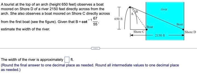 Solved A tourist at the top of an arch (height 650 feet) | Chegg.com
