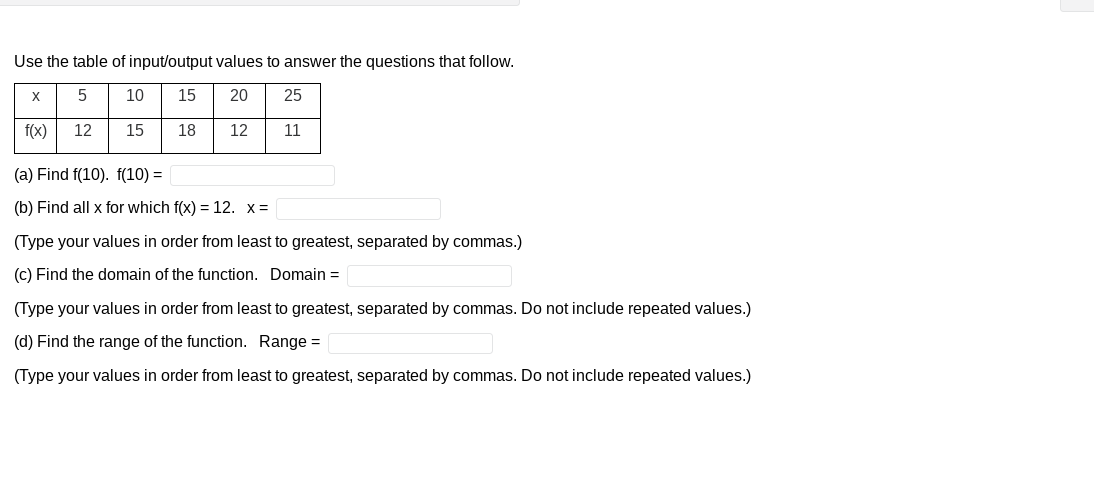 Solved Use The Table Of Input Output Values To Answer The