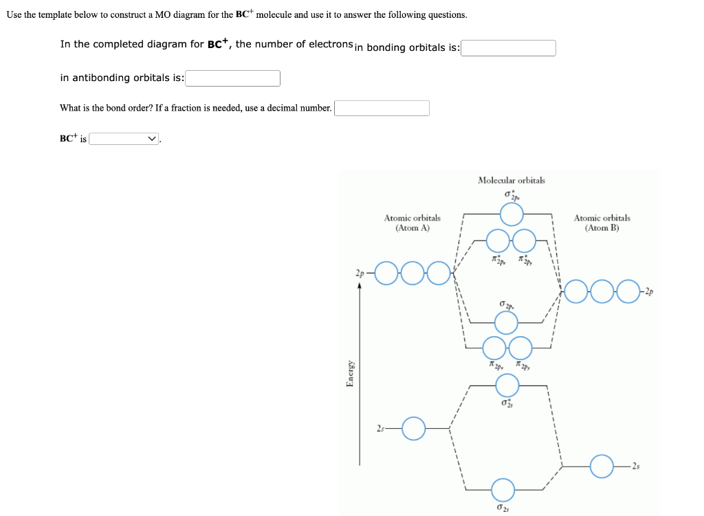 Solved se the template below to construct a MO diagram for | Chegg.com