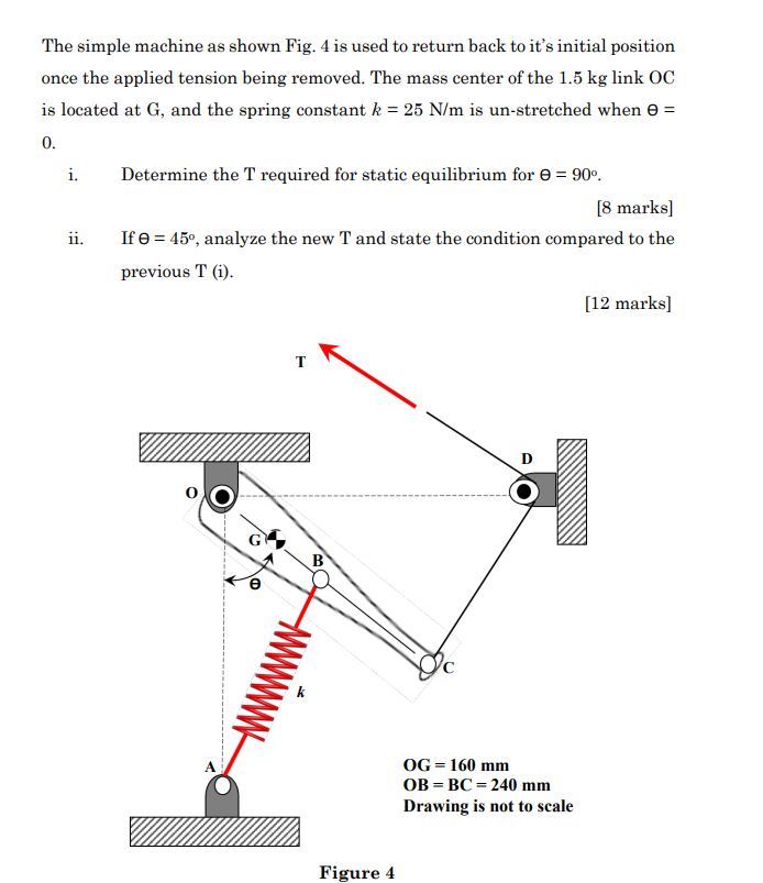 Solved The simple machine as shown Fig. 4 is used to return | Chegg.com