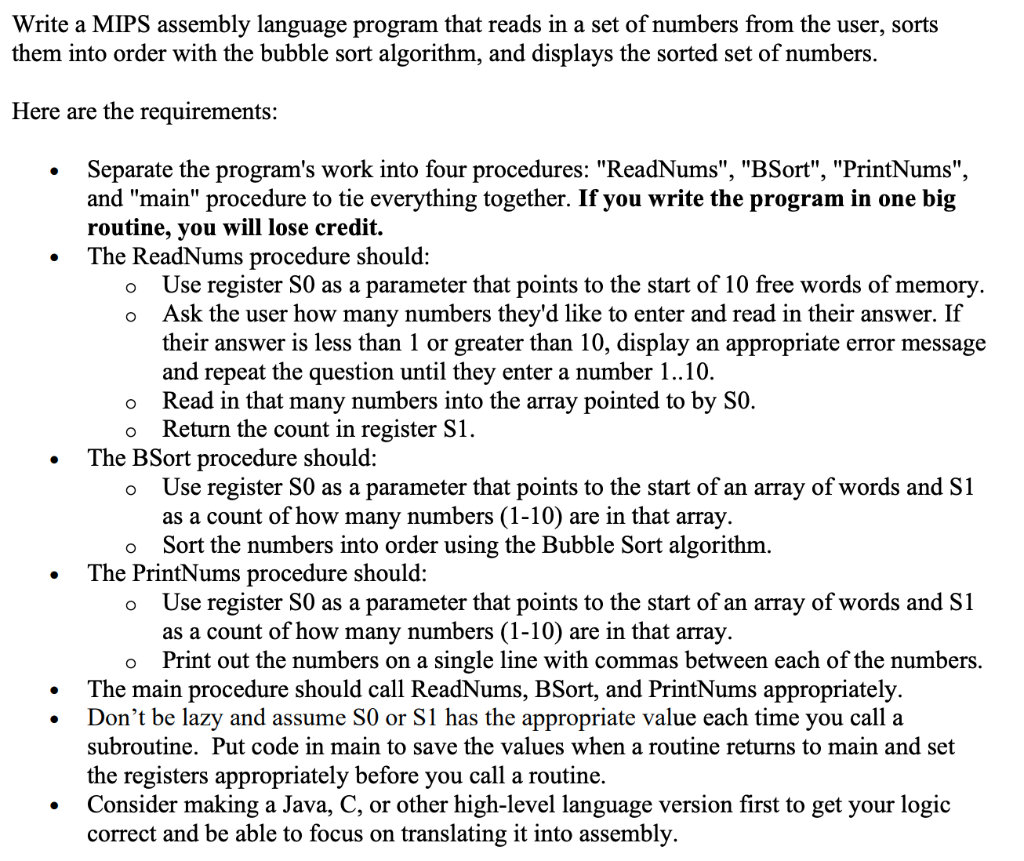 Solved Create/ Write a simple MIPS program in MARS | Chegg.com