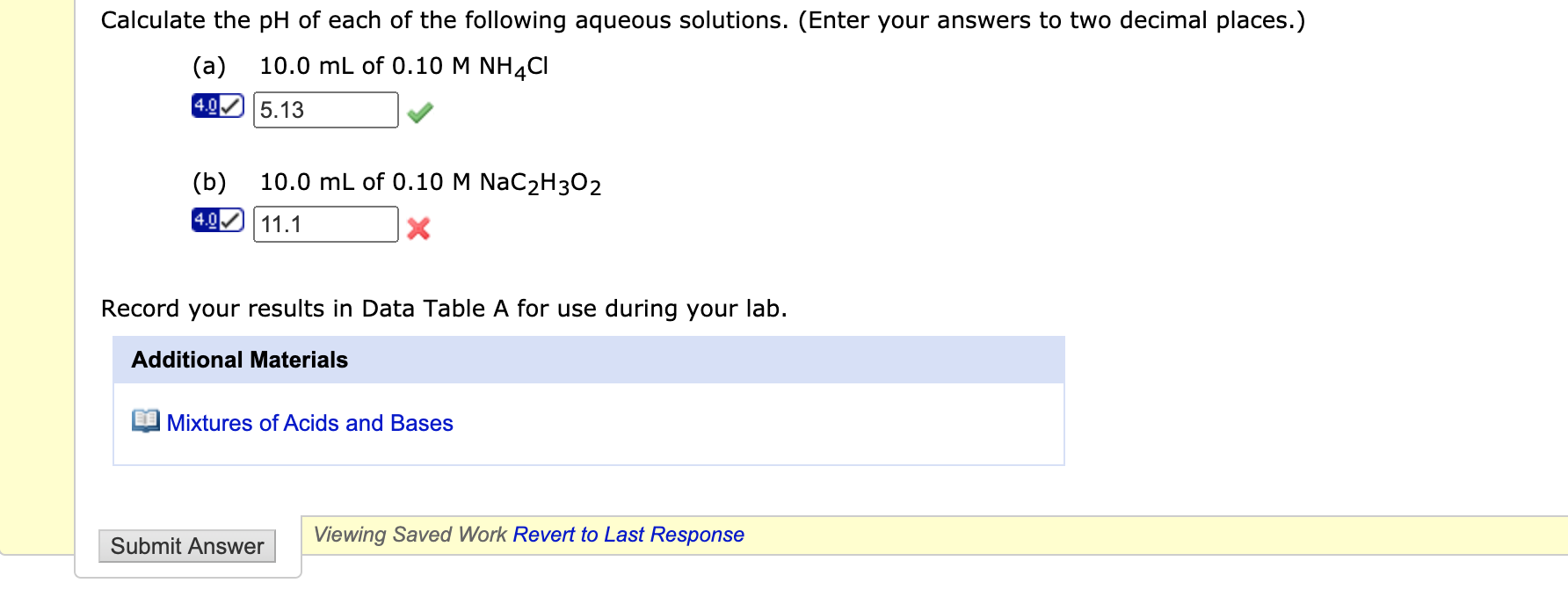 Solved weak base reaction table: C2H3O2 1- + H2O > HC2H3O2 | Chegg.com
