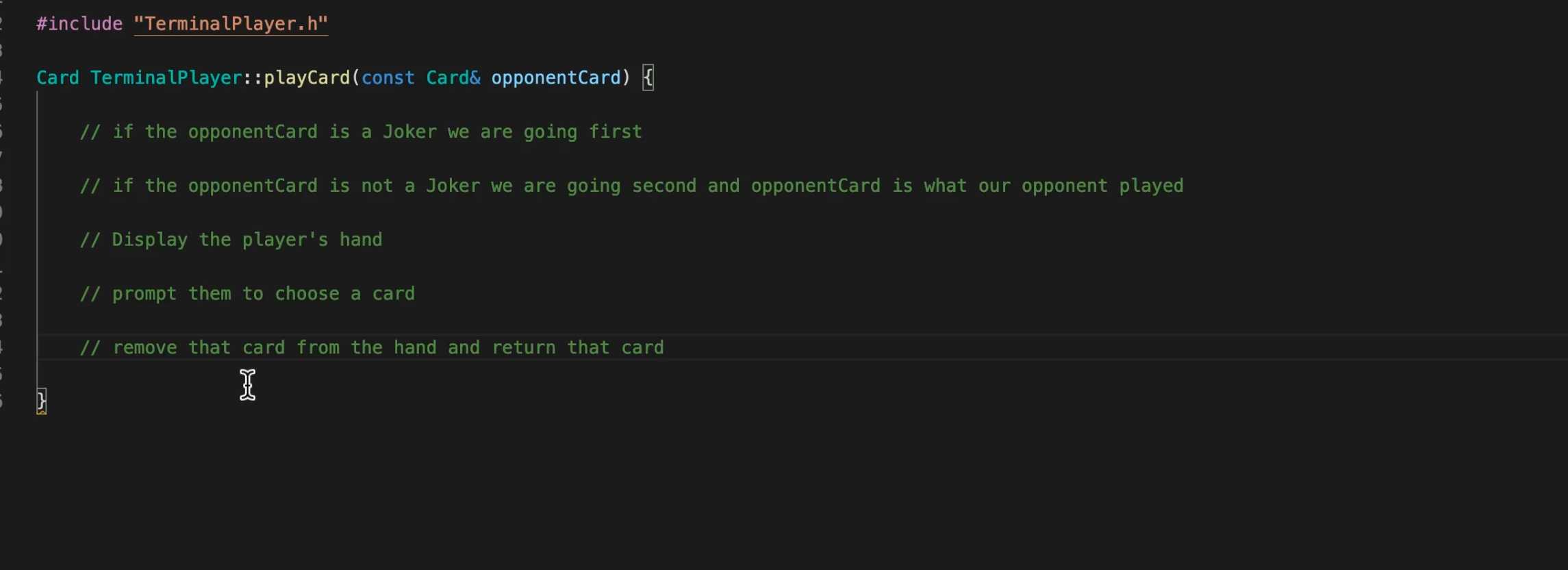 Solved How to write TerminalPlayer.cpp according to the | Chegg.com