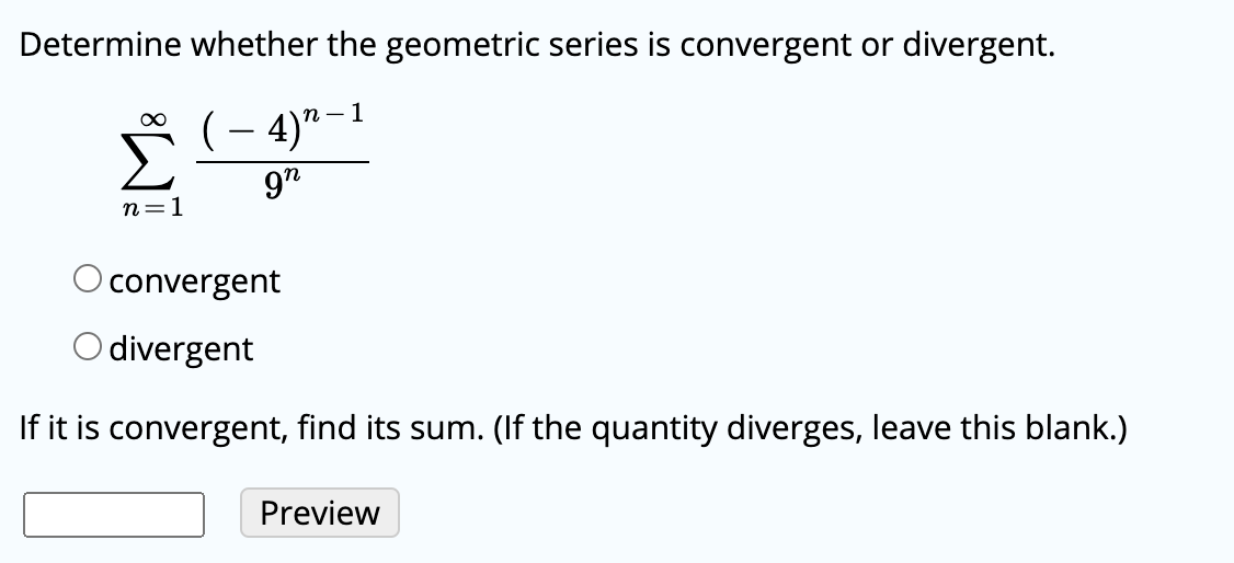 Solved Determine whether the geometric series is convergent | Chegg.com