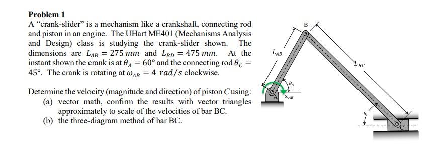 Solved Problem 1 A "crank-slider" is a mechanism like a | Chegg.com