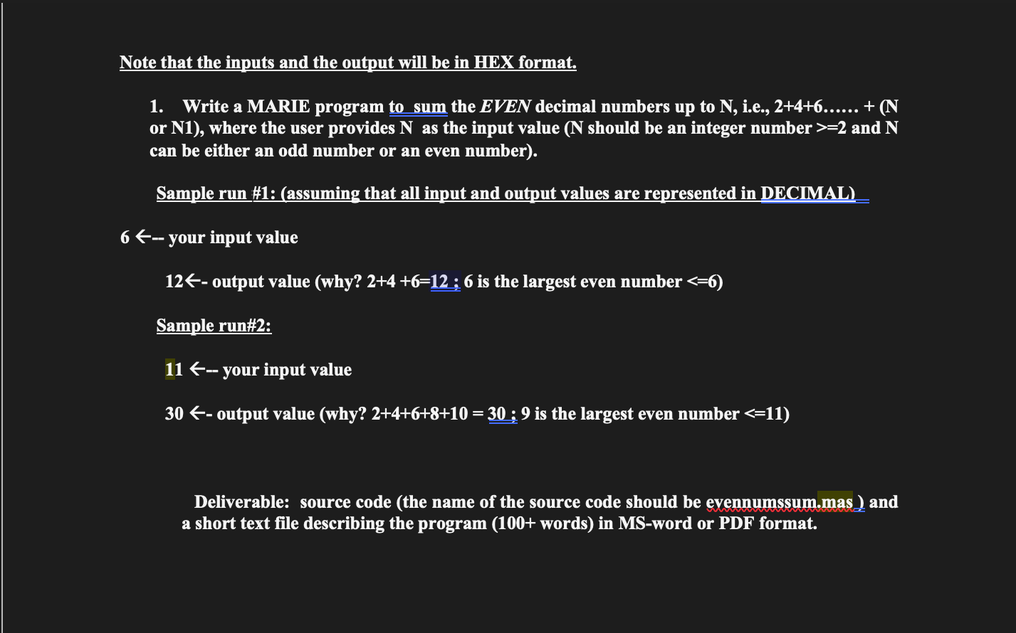 Solved Note that the inputs and the output will be in HEX | Chegg.com