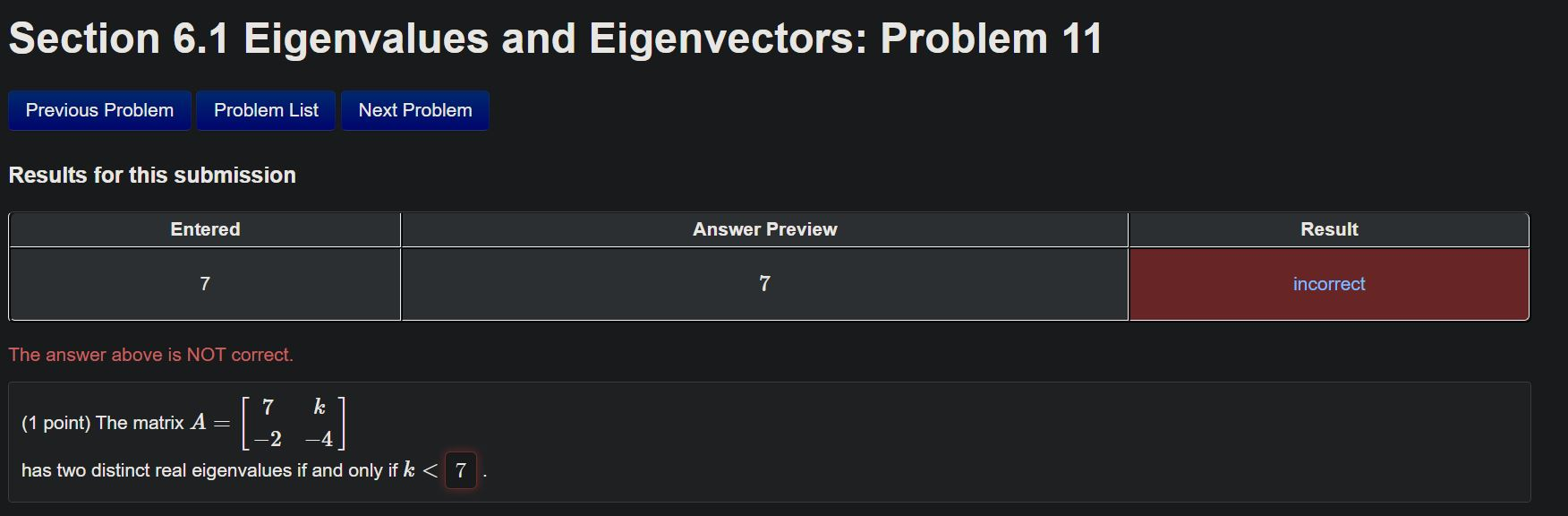 Solved Section 6.1 Eigenvalues and Eigenvectors: Problem 11 | Chegg.com