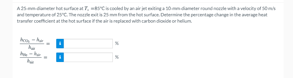 Solved A 25‐mm‐diameter hot surface at Ts=85°C is cooled by | Chegg.com