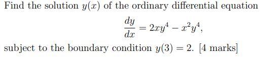 Solved Find the solution y(x) of the ordinary differential | Chegg.com ...