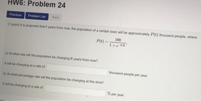 Solved HW6: Problem 1 Previous Problem List Next (1 point) | Chegg.com