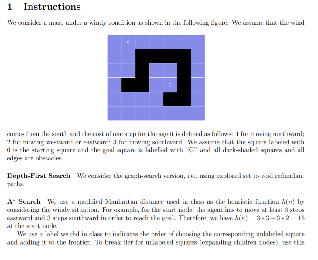 1 Instructions We consider a maze under a windy | Chegg.com