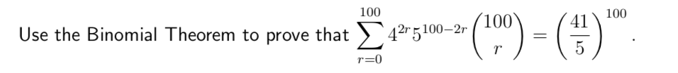 Solved 100 100 Use the Binomial Theorem to prove that | Chegg.com