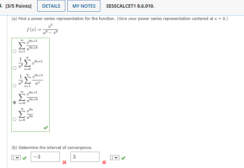 Solved (a) ﻿Find a power series representation for the | Chegg.com