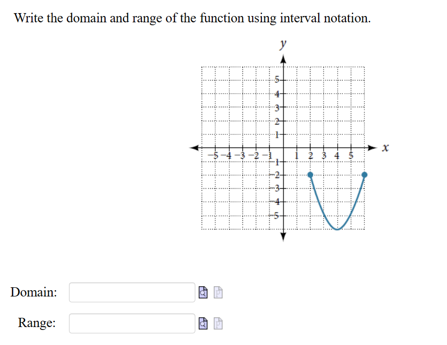 Solved Write the domain and range of the function using | Chegg.com