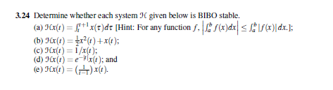 Solved 3.24 Determine whether each system H given below is | Chegg.com