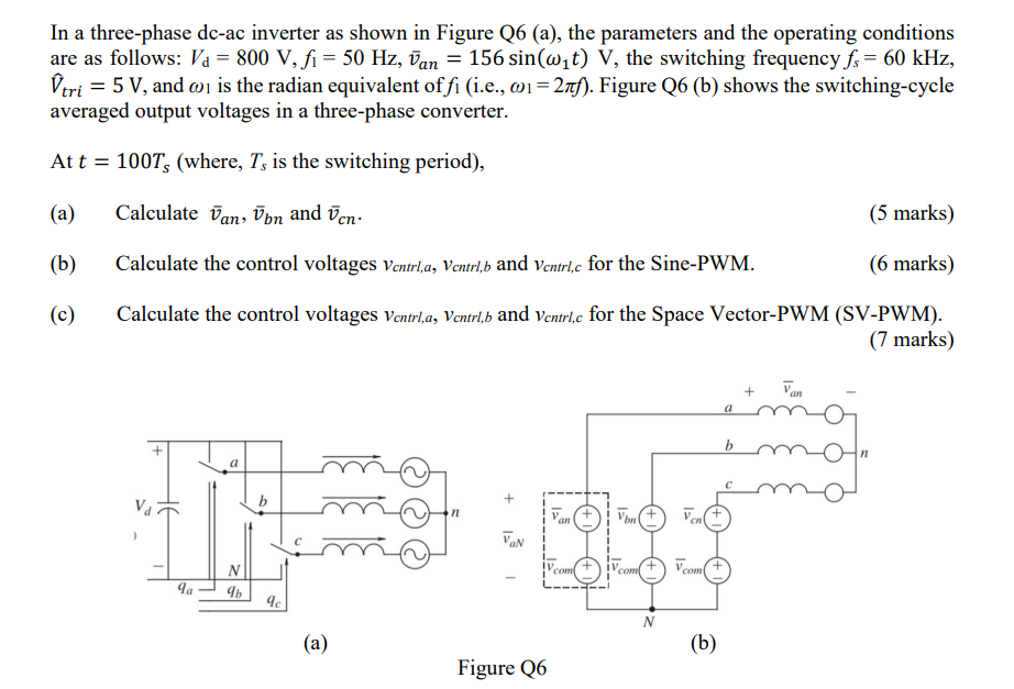 In a three-phase dc-ac inverter as shown in Figure Q6 | Chegg.com