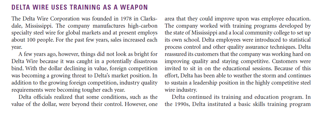 Solved DELTA WIRE USES TRAINING AS A WEAPON The Delta Wire | Chegg.com
