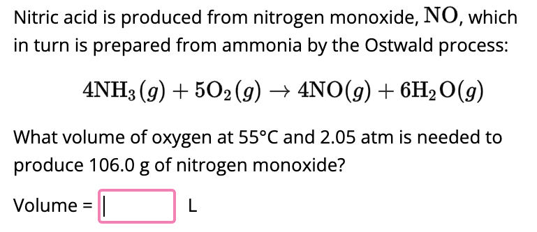 Solved Nitric acid is produced from nitrogen monoxide, NO, | Chegg.com