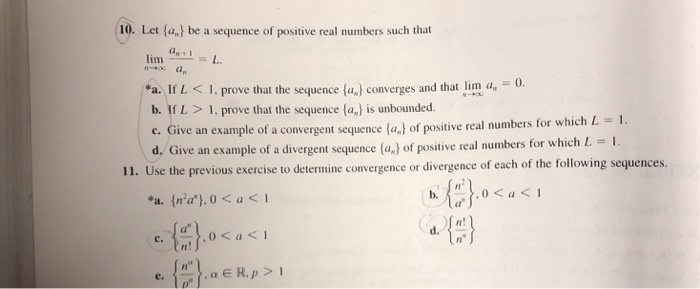 Solved 10. Let fa,) be a sequence of positive real numbers | Chegg.com