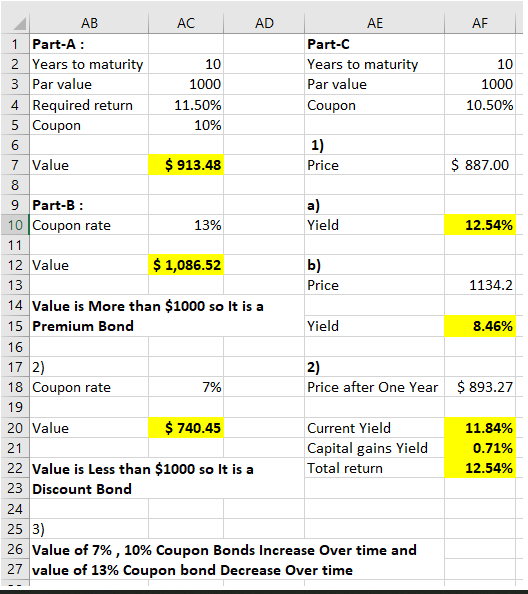 PLEASE HELP ME SOLVE PART C, D, and, E on excel | Chegg.com