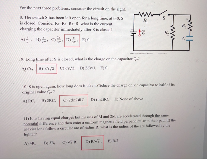 Solved For the next three problems, consider the circuit on | Chegg.com