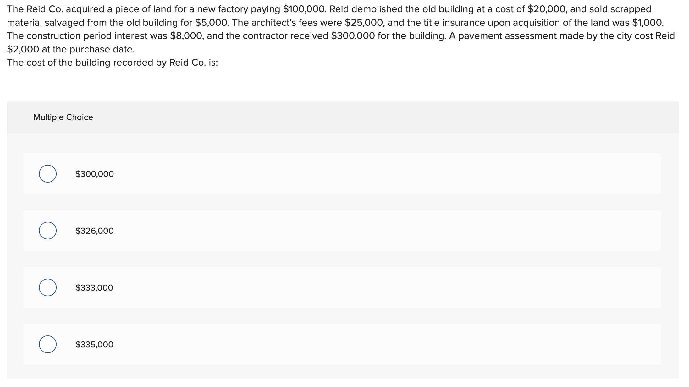 Solved The Reid Co. ﻿acquired a piece of land for a new | Chegg.com