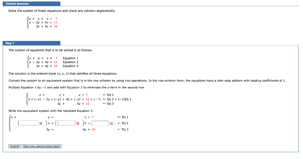 Solved Solve the system of linear equations and check any | Chegg.com