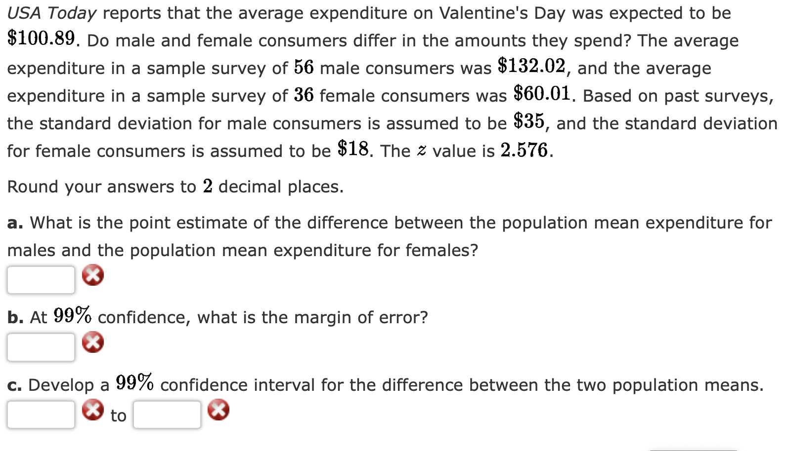 Solved USA Today reports that the average expenditure on | Chegg.com