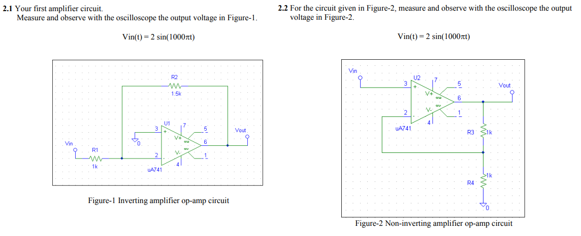 Solved 2.1 Your first amplifier circuit. Measure and observe | Chegg.com