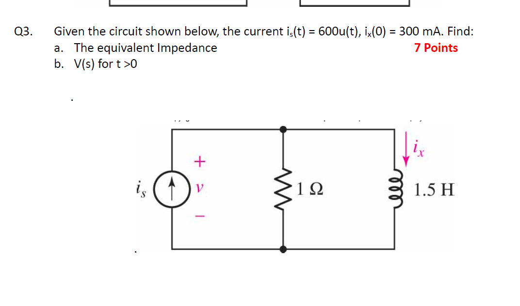 Solved Q3. ﻿Given the circuit shown below, the current | Chegg.com