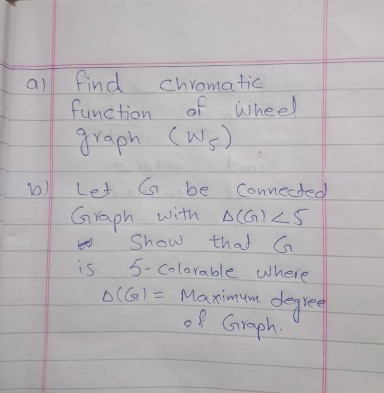 Solved a 6) find Chromatic function of Wheel graph (ws) be | Chegg.com