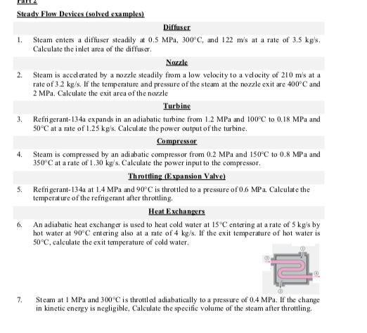 Solved Steady Flow Devices (solved examples) Diffuser 2. 1. | Chegg.com