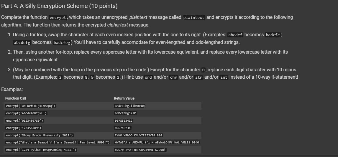 Solved כart 4: A Silly Encryption Scheme ( 10 points) | Chegg.com
