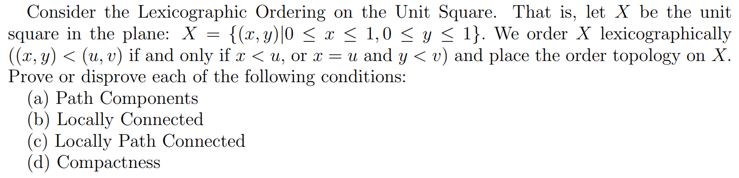Solved Consider The Lexicographic Ordering On The Unit