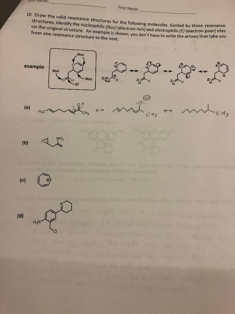 Solved Draw the valid resonance structures for the following | Chegg.com