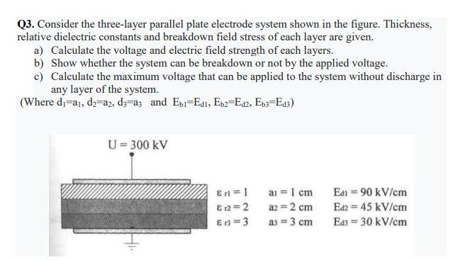 Solved Q3. Consider the three-layer parallel plate electrode | Chegg.com