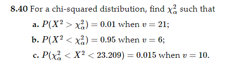 Solved 3.40 For a chi-squared distribution, find χα2 such | Chegg.com