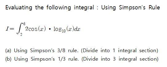 Solved Evaluating the following integral : Using Simpson's | Chegg.com