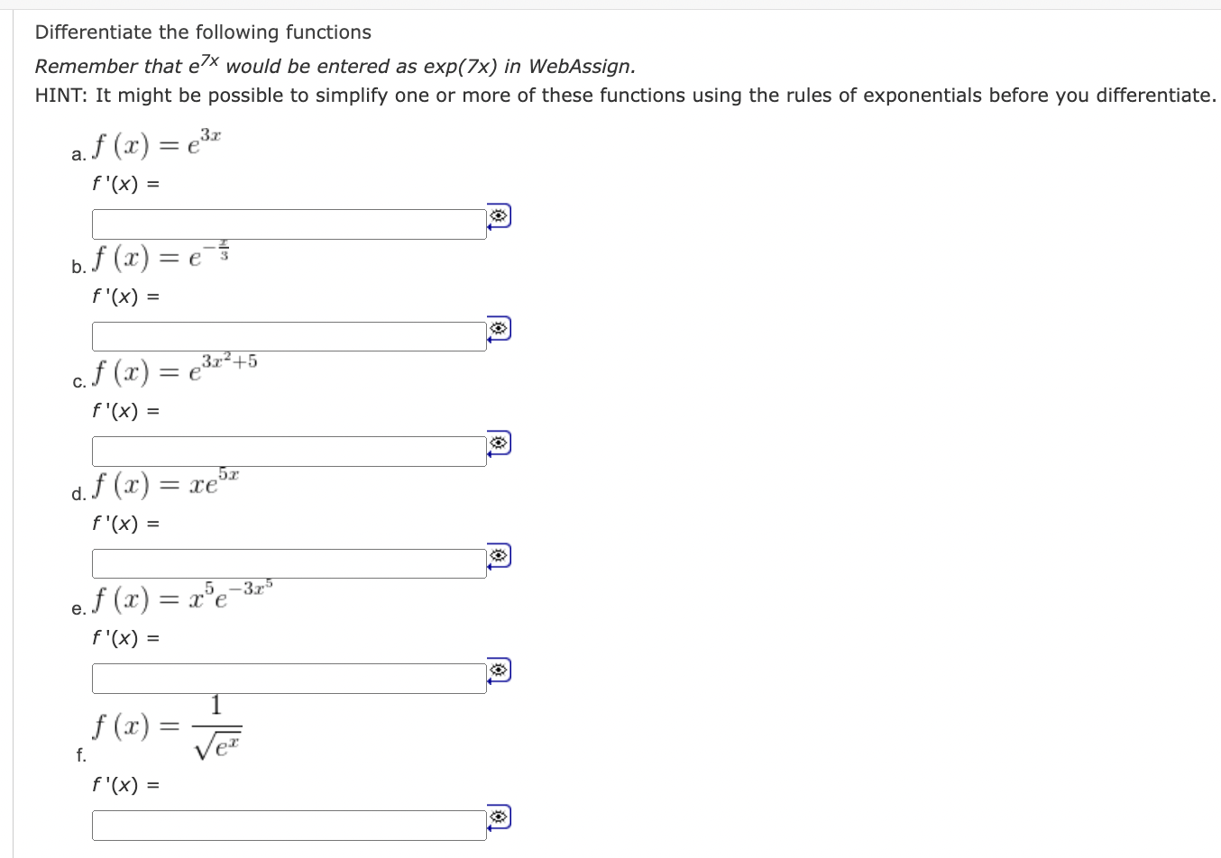 Solved Differentiate the following functions Remember that | Chegg.com