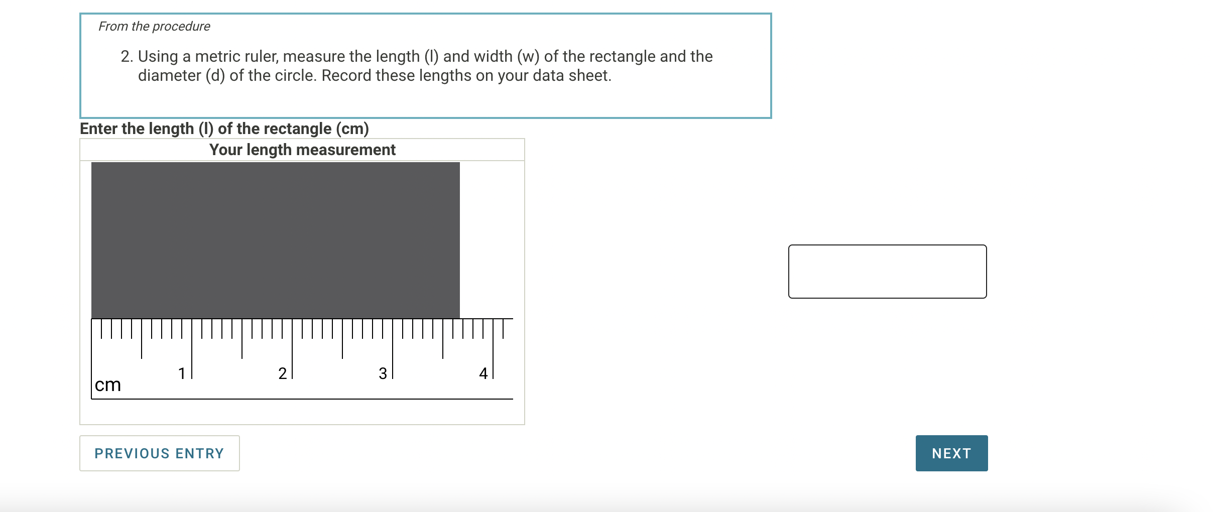 Solved Enter the width (w) of the rectangle (cm) Your width | Chegg.com