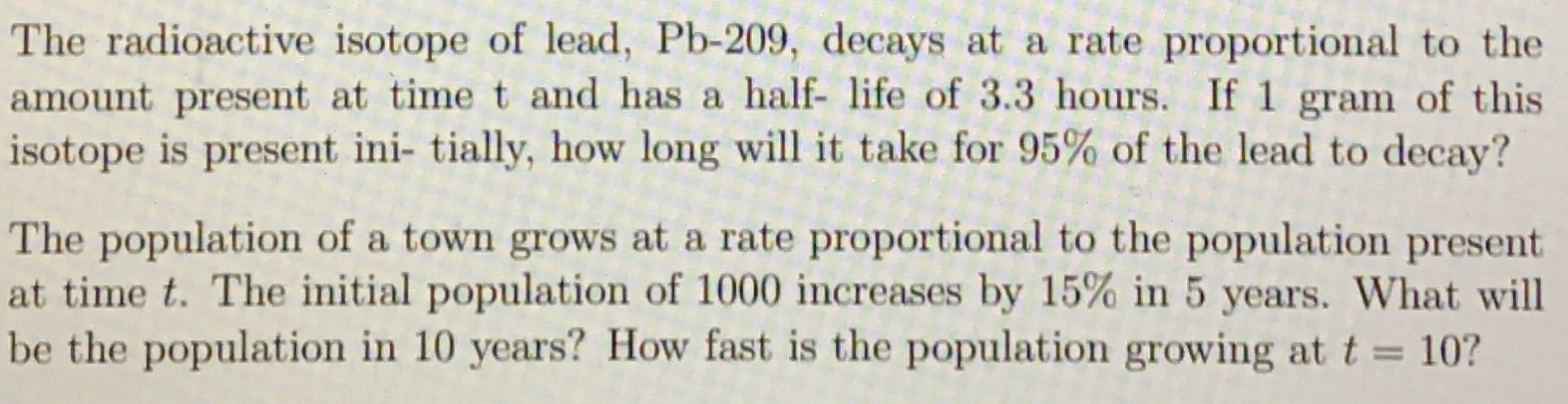 Solved The radioactive isotope of lead, Pb-209, decays at a | Chegg.com