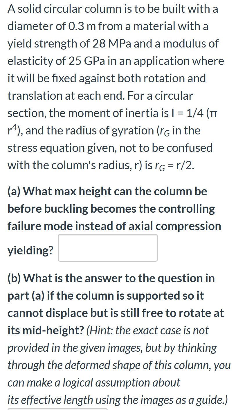 Solved A solid circular column is to be built with a | Chegg.com