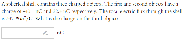 Solved A spherical shell contains three charged objects. The | Chegg.com