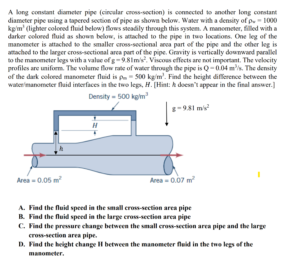 Solved A long constant diameter pipe (circular | Chegg.com