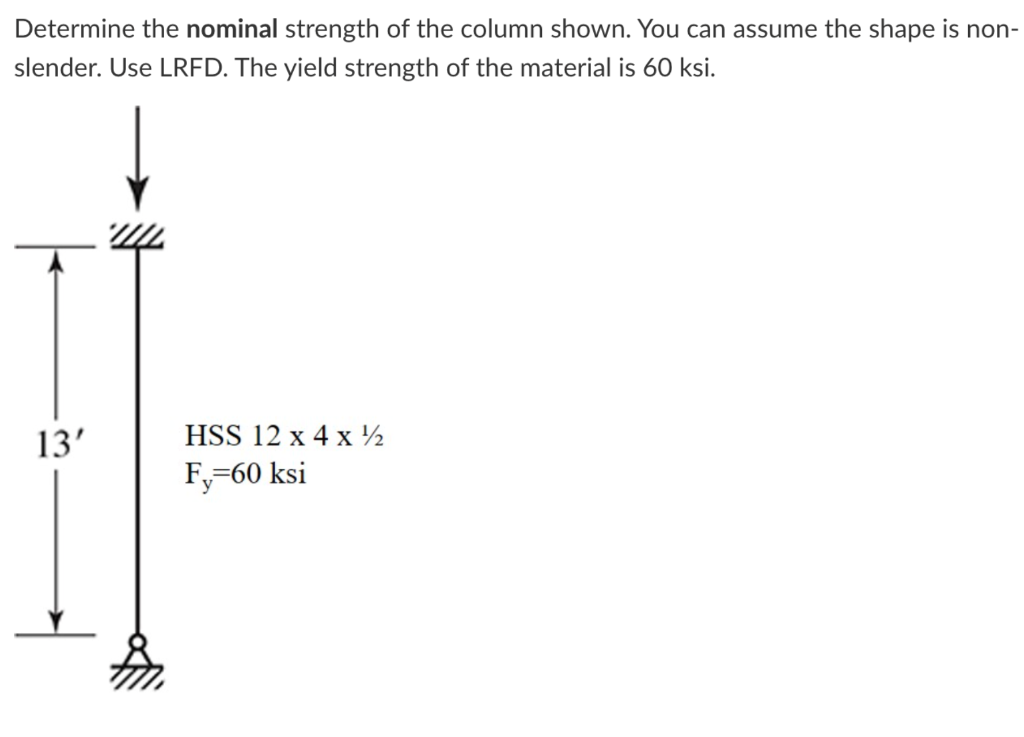 Solved Determine the nominal strength of the column shown. | Chegg.com
