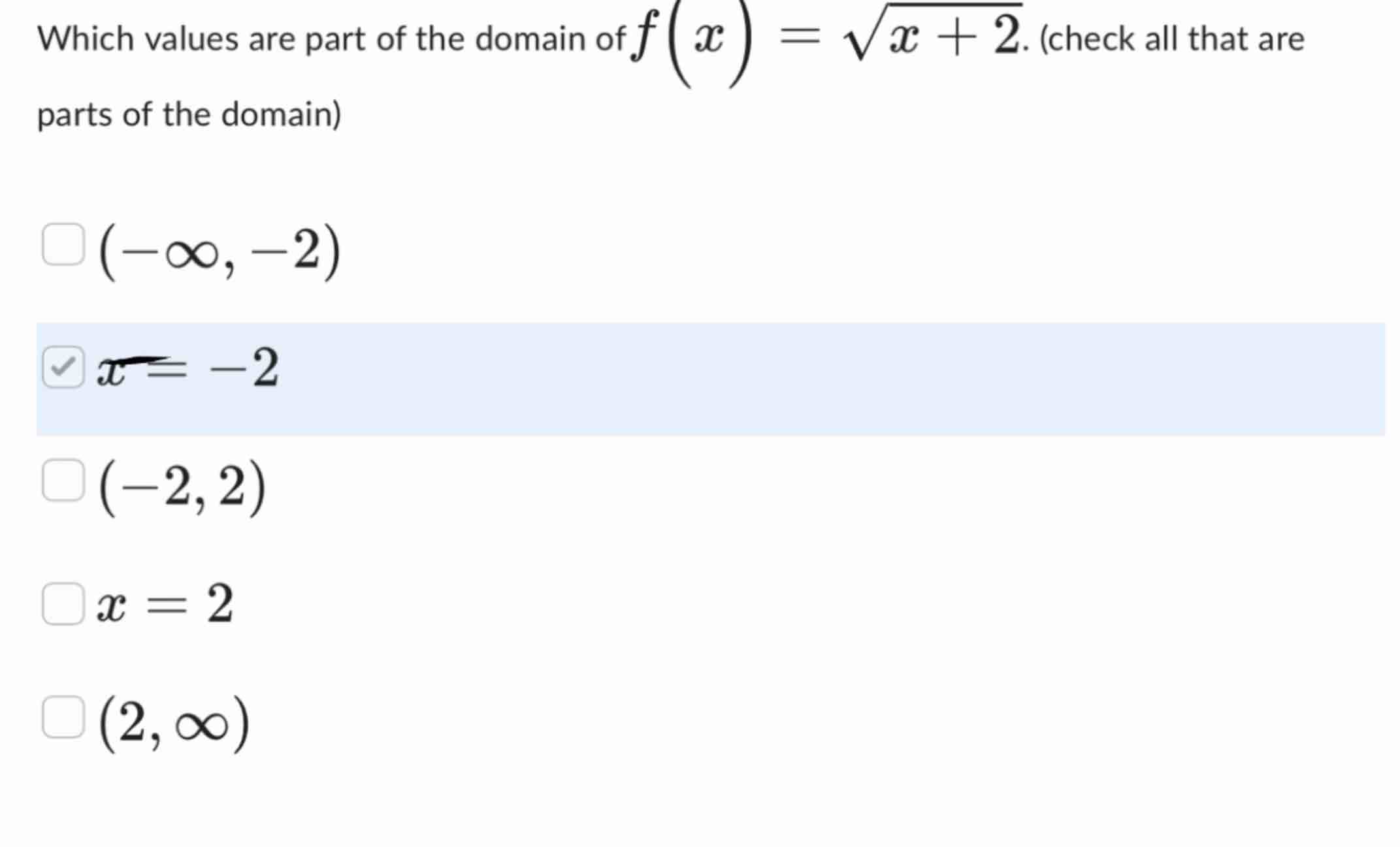 Solved Which values are part of ﻿the domain | Chegg.com